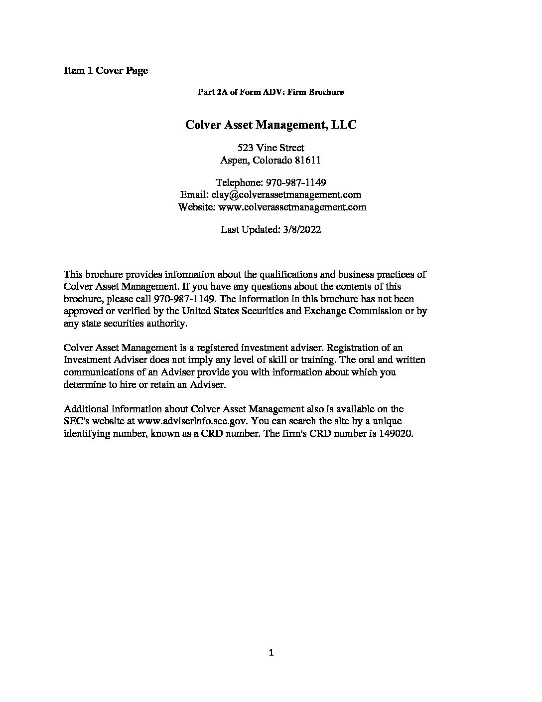 How We Work Colver Asset Management A Registered Investment Advisor How We Work Colver Asset Management A Registered Investment Advisor